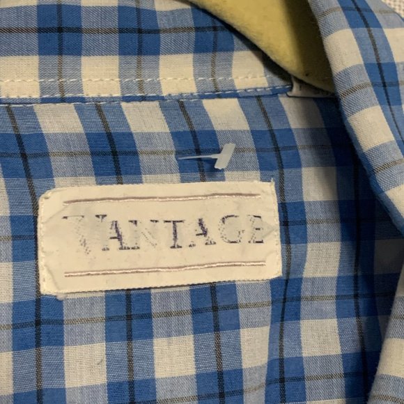 Vantage | Shirts | Xl Vintage Blue And White Checkered Short Sleeve ...